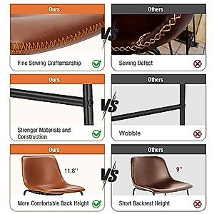 Sweetcrispy Counter Height Bar Stools Set of 2, Leather Barstools Modern Bar Stools with Back, 26 inch Counter Stool Armless Bar Chairs with Metal Legs, Footrest