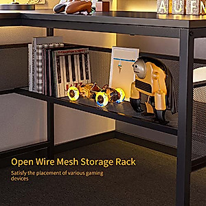 CubiCubi L Shaped Desk with Storage, 59.1 Inch Corner Computer Desk with Shelves, Home Office Workstation for Study or Working, Black