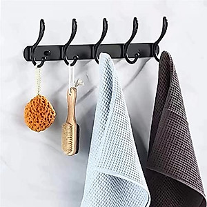 STZZ Wall Mounted Coat Rack, 2 Pack Stainless Steel Heavy Coat Hooks for Hanging Coats, Robes, Scarf, Towels, Keys, for Bathroom, Bedroom,Corridor,Entryway(Black)