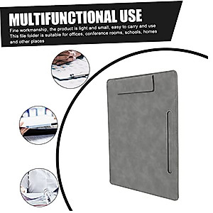 Ciieeo Folder Board Metal Clip Board Office Stuff Business Supplies Realtor Supplies Marketing Supplies Clipboard Pu Grey Writing Support Plate Exam Paper Base Paper File Organizer Metal