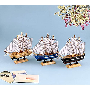 Dedoot Wooden Sailboat 6 Pack Miniature Sailboat Model Ship Nautical Decor Tabletop Decorative Ornament for Ocean Theme Home Decor, 5.5x5x1.2 Inch
