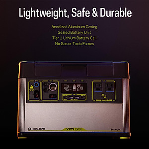 Goal Zero Yeti Portable Power Station - Yeti 1500X w/ 1,516 Watt Hours Battery Capacity, USB Ports & AC Inverter - Includes Boulder 200 Briefcase Solar Panel, For Camping, Outdoor, Off-Grid & Home Use