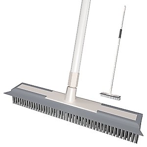 ITTAHO Rubber Broom Carpet Rake for Pet Hair Removal,55" Long Handle Fur Remover Broom with Silicone Squeegee, Carpet Hair Removal Tool for Carpet,Floor,Garage,Tile,Hardwood Floor,Garage