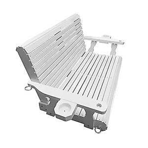 Wooden Porch Swing 2-Seater, Bench Swing with Cupholders, Hanging Chains and 7mm Springs, Heavy Duty 800 LBS, for Outdoor Patio Garden Yard, 4 FT, White