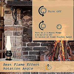 HoogaLife LED Vintage Kerosene Lamp Glass Lampshade Rechargeable Flame Effect Lantern with Timer and Retro Design - Frosted Gray