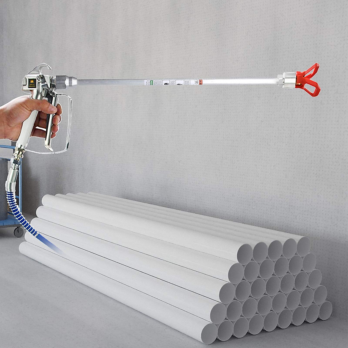 SINYOWOT 40 Inch/100CM Airless Sprayer Gun Tip Extension with Red Guard, Airless Paint Sprayer Spray Gun Tip Extension Pole Rod (2 Pack)