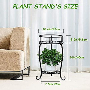 YENGOTH Potted Plant Stand 2 Tier Metal Flower Pot Stand Anti-Rust Heavy Duty Plant Holder Shelf for Home Indoor Outdoor