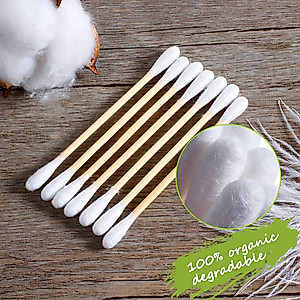 Bamboo Cotton Swab 1000PCS Double Cotton Buds bamboo Cotton Bud Eco organic bamboo ear swab for Ear Skin Jewelry Art Pet Cleaning Craft Paper Packaging (5 PACKS OF 200 STICKS)