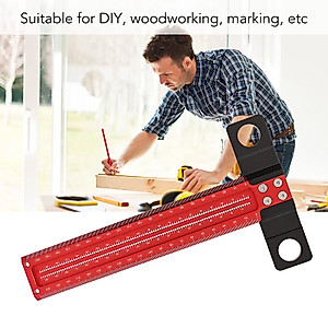 Woodworking Scriber T Square Ruler, Architects Ruler for Carpenter Work, Layout and Measuring, Aluminum Alloy Carpenter Square Ruler Clear Scale Scriber Tool for Woodworking