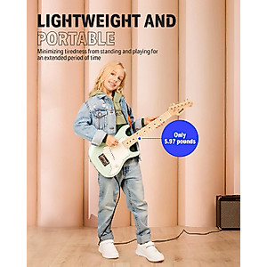 Donner 30 Inch Junior Electric Guitar Beginner Kit ST Style Mini Electric Guitar Starter Package for Teens with Amp, 600D Bag, Tuner, Picks, Cable, Strap, Extra Strings DSJ-100