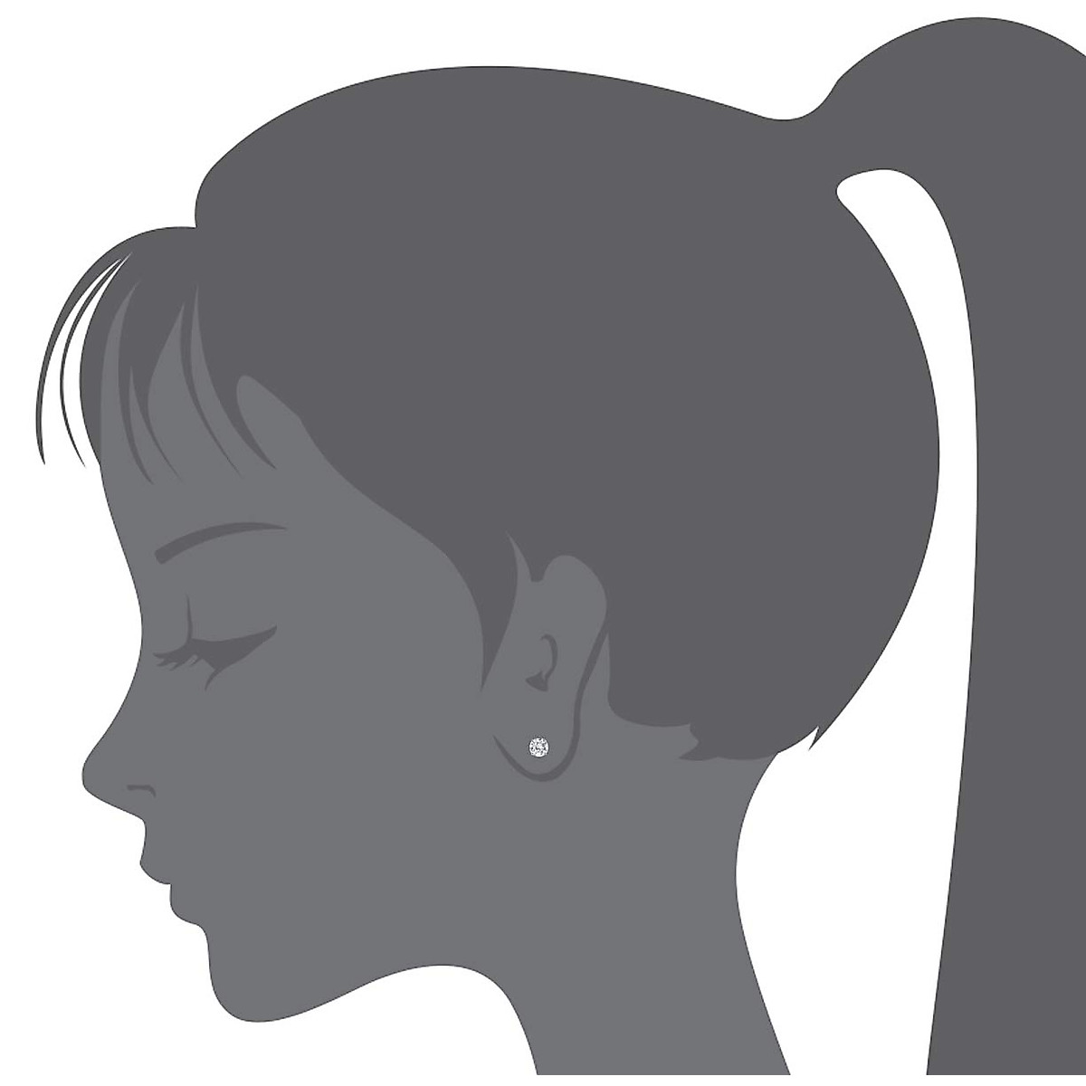 14k White Gold 3mm Basket Round Solitaire Cubic Zirconia Children Screw Back Baby Girls Earrings