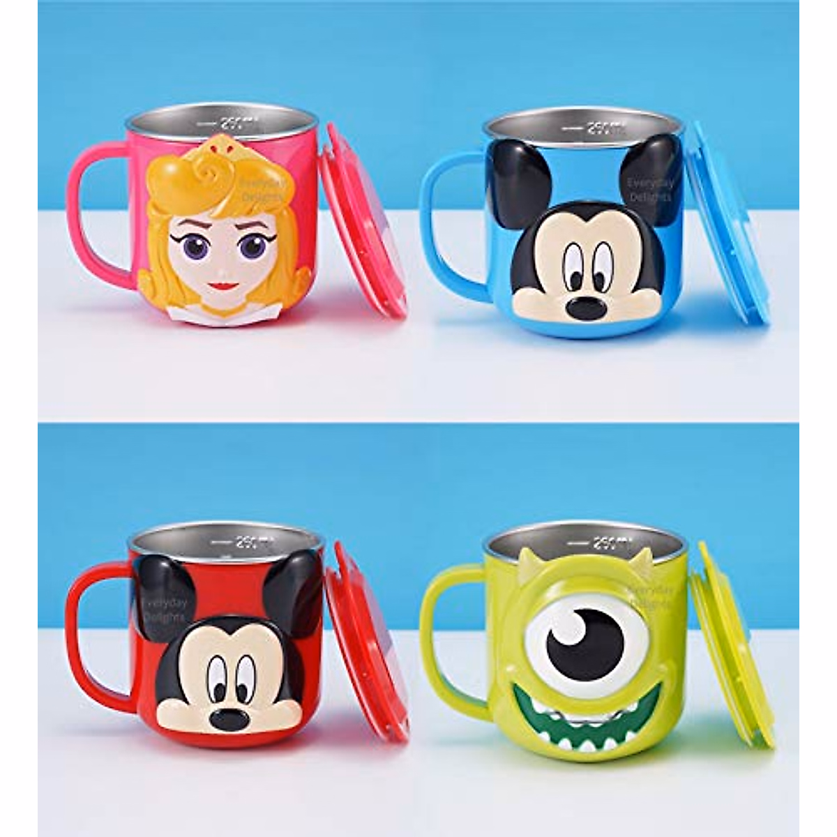 Everyday Delights 3D Princess Rapunzel Pink Durable Stainless Steel Insulated Cup with Lid, 250ml