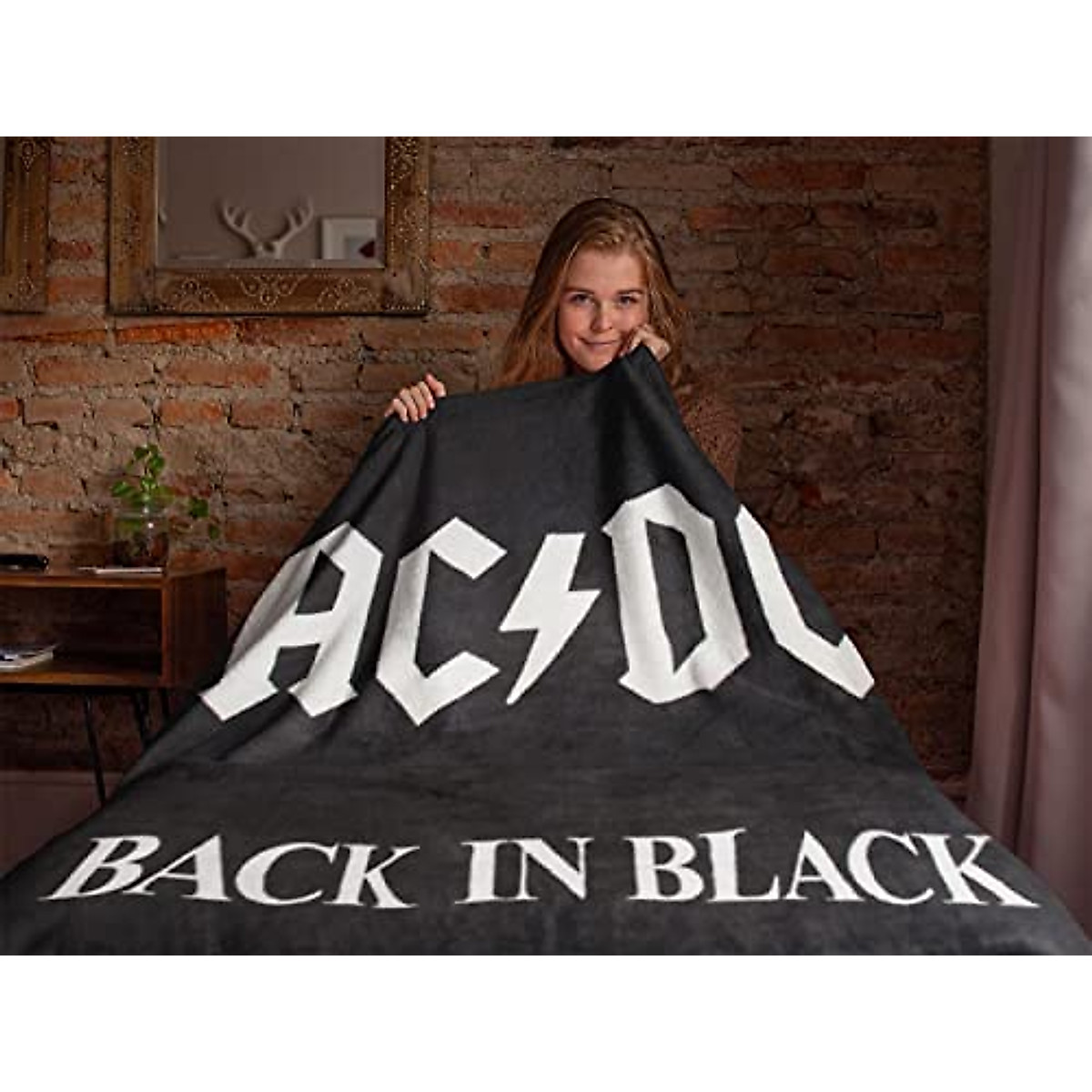 AC/DC Blanket Back in Black Super Soft and Cuddly Fleece Plush Throw Blanket