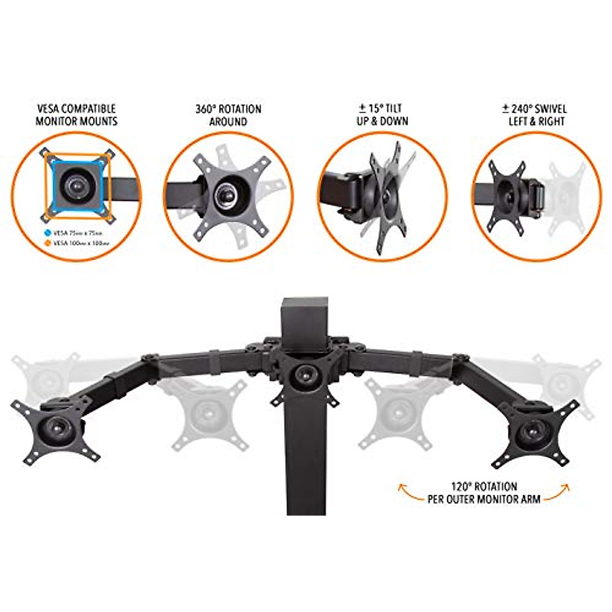 Stand Steady Techtonic Electric Standing Desk Converter wIth Triple Monitor Mount, 3 Screen Support, Quiet Sit-Stand Desk with Button Control, Keyboard Tray, Ideal for Gaming & Computer Work (Black)