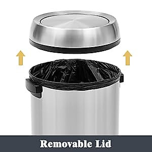 GlowSol 17 Gallon Large Capacity Kitchen Trash Can with Swing Lid, Commercial Trash Can, Heavy Duty Brushed Stainless Steel Garbage Can, 65 Liter, Suitable for Kitchen Outdoor Office