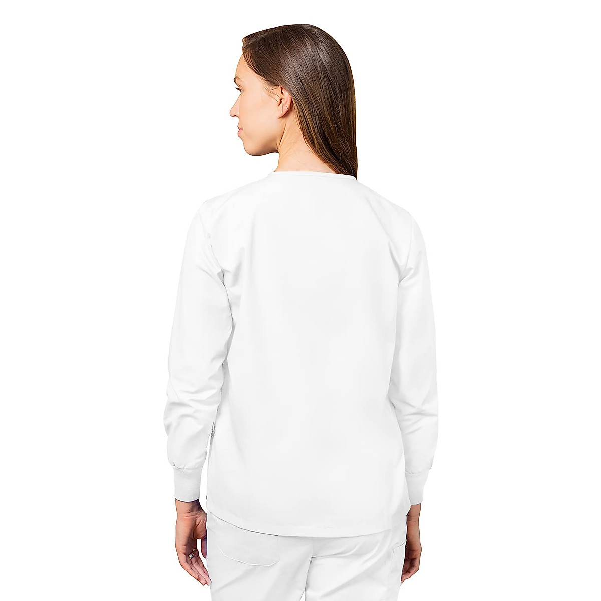 Adar Uniforms Women's Universal Round Neck Warm-Up Scrub Jacket - 602 - White - M