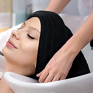 ProHomTex Microfiber Hair Drying Salon Towels, Set of 2 (20‘' x 40'') Professional Super Absorbent Quick Dry (Black)