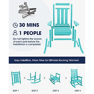 KINGYES Outdoor Patio Rocking Chair, Aruba