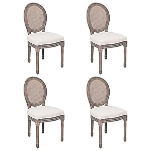 YPWRENH Modern Upholstered Dining Room Chair Dining Chairs 4 pcs Cream Fabric for Kitchen, Dining Room, Living Room