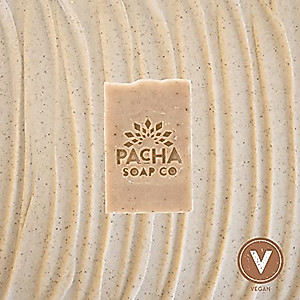 Pacha Dirty Hippie Bar Soap 5 Pack | Premium, Handcrafted Soap with Rolled Oats and Nutmeg | Use as a Natural Face Wash, Hand Soap, Body Wash | Moisturizing Soap with Patchouli Essential Oils | 4 oz