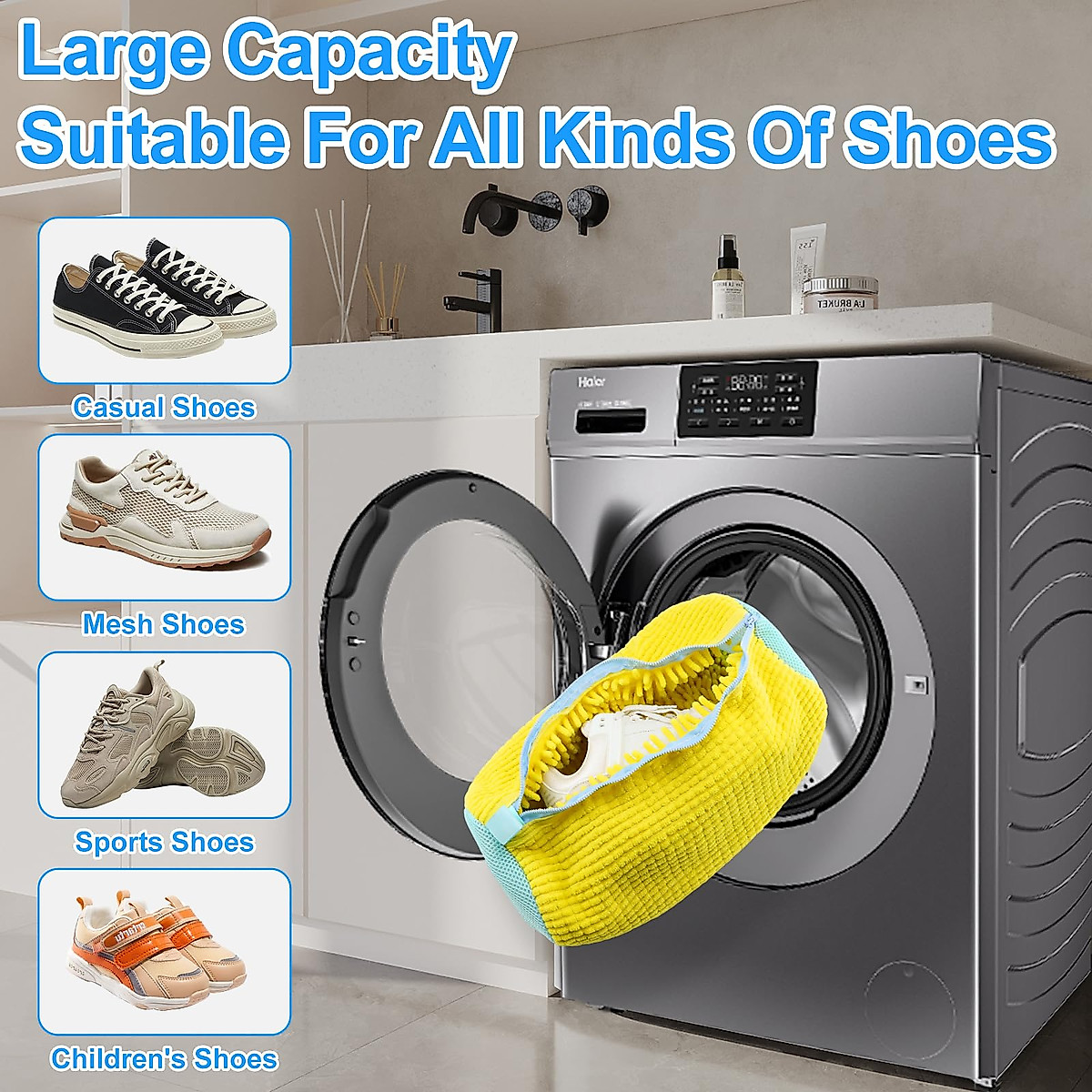 Generic Shoe Laundry Bag,Shoe Washing Bag Washing Machine,Sneaker Laundry Bag, Laundry Net,Shoe Washing Bag Machine Bag,Laundry Bag Padded For Shoes Washing Machine (Yellow,1PCS)