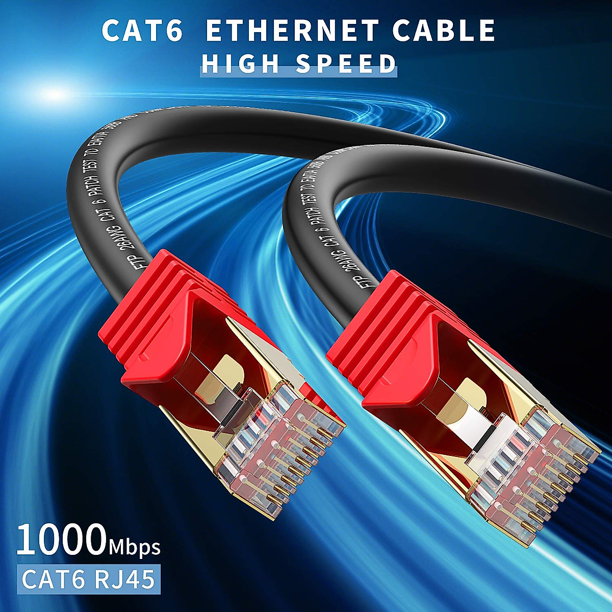 XXONE Outdoor Cat 6 Ethernet Cable 15ft, 26AWG Heavy-Duty Cat6 Networking Cord Patch Cable RJ45 LAN Wire Cable FTP Waterproof Direct Burial