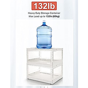 Homde 2 Pack X-Large Storage Bins with Wheels and Load up to 132lb, Collapsible Storage Box Containers Plastic Organizer with Lids & Handle for Home, Kitchen and Office