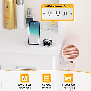 INTERGREAT Makeup Vanity Desk with Lights and Full-Length Mirror, White Vanity Table Set with 3 Lighting Modes, Dressing Table with Drawers, Large Vanity Desk for Women and Girls' Bedroom