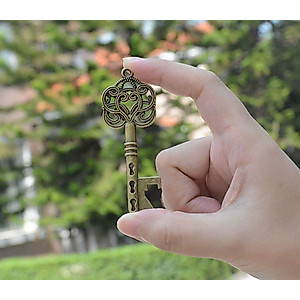 50 Pcs Bronze Skeleton Key Beer Bottle Opener With 100 Pcs Thank You Card and 98 Feet Hemp Rope for Wedding Party Favors (50pcs Bronze)
