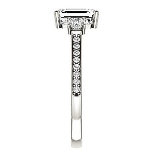 4 CT Emerald Colorless Moissanite Engagement Ring Sets for Women/Her, Wedding Bridal Ring Set,Eternity Sterling Silver Solid Diamond Solitaire Prong Anniversary Promise Gift for Ring (7)