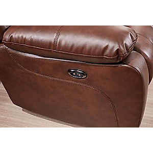 Betsy Furniture Power Reclining Bonded Leather Living Room Set (Brown, Sofa+Loveseat+Chair)