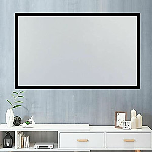 130" Wall Mount Projector Screen Portable Projector Screen Manual Movies Screen 16:9 for 4K 3D 1080P HD Aluminum Fixed Frame,Pull Down for Indoor Outdoor Home Theater Office