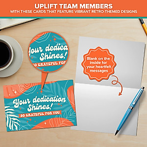 Decorably 50 Pack Employee Appreciation Cards with Envelopes & Stickers, 10 Designs Blank Inside Staff Appreciation Cards, 6x4in Employee Thank You Cards for Employees Appreciation Cards for Coworkers