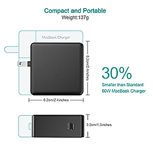 60W USB C Charger [GaN Tech], PD 3.0 Fast Wall Charger with Foldable Plug, Compatible with MacBook Air/Pro, iPad Air/Pro, iPhone 13 Pro Max, Switch, Galaxy, Pixel and More