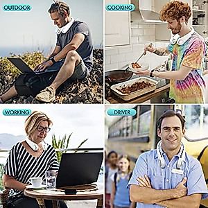 CHHID Rechargeable Portable Neck Fan, 3 Speeds Hands Free Bladeless Fan, 360°Cooling and Quiet Neck Air Conditioner, Adjustable USB Powered Personal Fan, Leafless No Hair Twisting