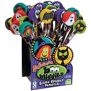 Raymond Geddes Boo Buddies Number 2 Pencils With Giant Pencil Top Erasers (Pack of 36)