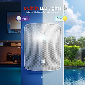 Pyle Indoor Outdoor Wireless Bluetooth Speaker System-2-Way Active/Passive Pair - 5.25in, LED Lights,600Watt Peak Power,Weatherproof,Wall/Ceiling Mounted Speakers w/Metal Grill, Universal Mount-White