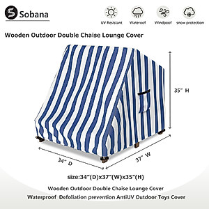 Sobana Kids Outdoor Chaise Lounge Cover for Wooden Double Chaise Lounge,Waterproof Patio Furniture Cover with Zipper for Kids or Pets,Blue