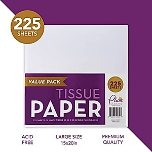 White Tissue Paper for Gift Bags, 225 Sheets of 20 x 20 Inches Bulk Tissue Paper for Packaging- Includes 225 Sheets Premium White Tissue Paper Bulk Pack, Wrapping Tissue Paper (Bulk Pack 225 Count)