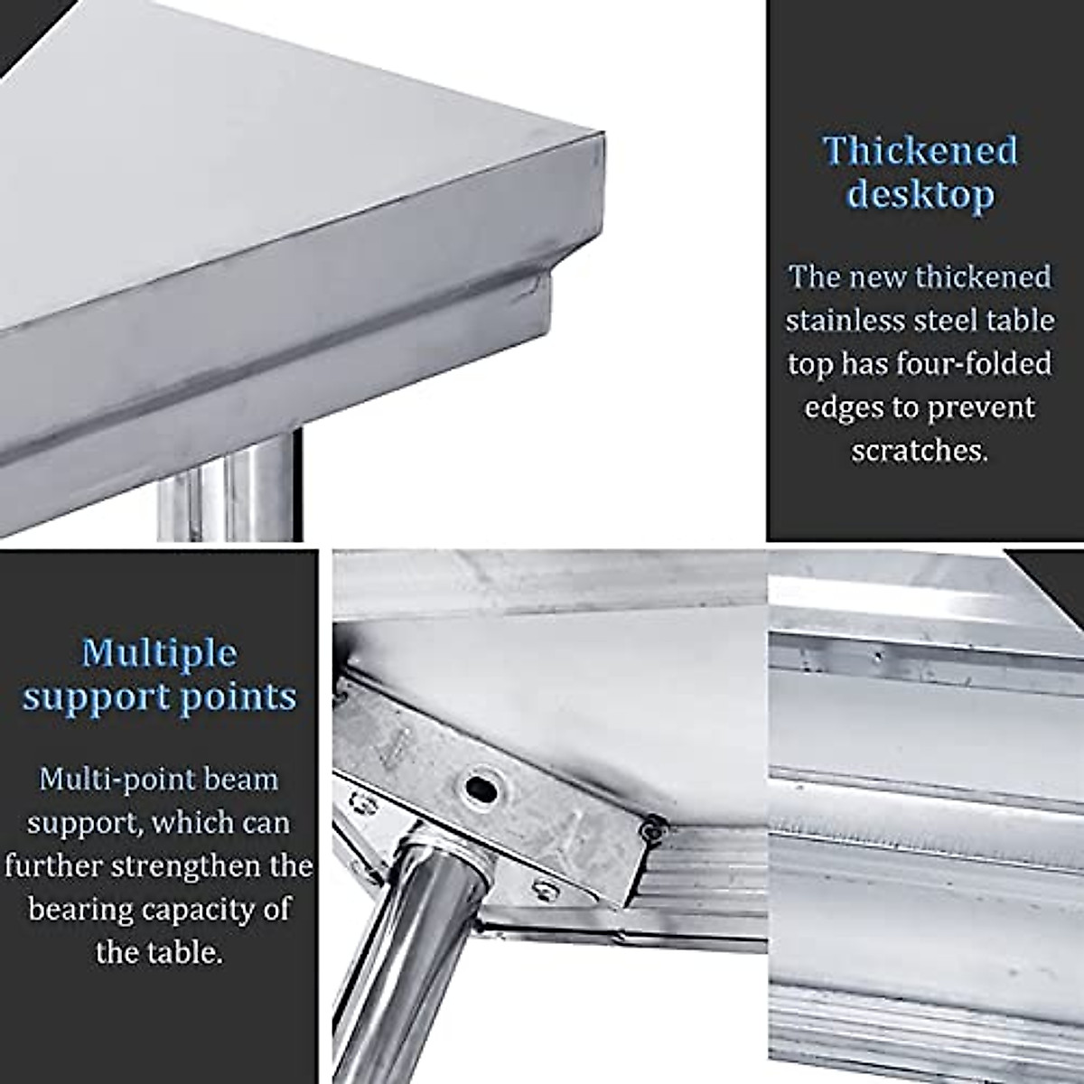 Commercial Kitchen Work Catering Table for Hotel, Kitchen Worktable Stainless Steel Table Heavy Duty Table Commercial Work Table with Undershelf and Adjustable Feet for Restaurant Rack (Size : 100x50