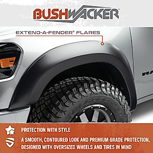 Bushwacker Extend-A-Fender Extended Front Fender Flares | 2-Piece Set, Black, Smooth Finish | 50045-02 | Fits 2010-2018 Dodge Ram 2500, 3500 (Excludes R/T)