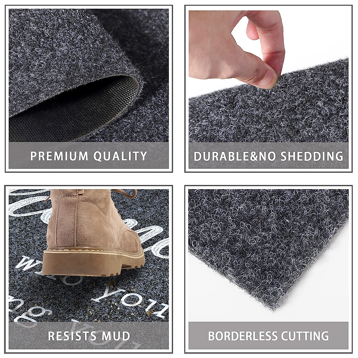 Large Welcome Mat for Front Door Outside Patio Mats Funny Welcome-ish Gray Doormat Non Slip Rubber Backing Entryway Low Profile Mats for Entry Shoe Mats 24"x36"