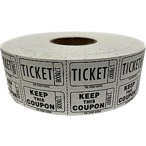 Ticket Guru-Raffle Tickets - (4 Rolls of 2000 Double Tickets) 8,000 Total 50/50 Raffle Tickets (Choose Color Combo Below) (Red/Blue/White/Orange)
