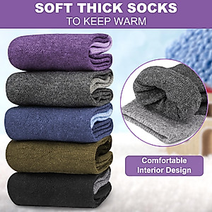 Justay 5 Pairs Womens Wool Socks Thick Warm Winter Socks Casual Cozy Socks Vintage Knit Crew Socks Gift for Women