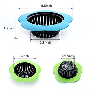SJDLGN 2 Pcs Kitchen Sink Strainer, Upgraded Silicone Sink Drain Strainer for Most Kitchen Sink Drain Basket 4.5" Diameter