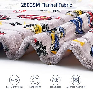 Viviland Kids Throw Blanket, Car Print Blankets for Boys, Warm Lightweight Plush Throw Blanket Car Fleece Throw Blanket for Sofa Chair Couch Bed, for Kids, 50" x 60"