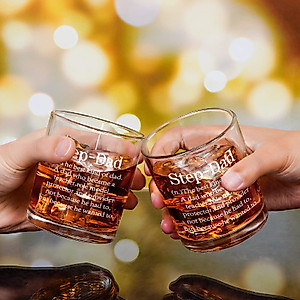 Futtumy Step-Dad Definition Whiskey Glass, Funny Stepdad Gifts for Men Stepdad Bonus Dad, Novelty Christmas Gift Father’s Day Gift Birthday Gift from Stepdaughter Stepson, Dad Old Fashioned Glass 10oz