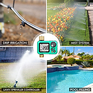 RESTMO Sprinkler Timer with Brass Inlet & Outlet, 3 Separate Programs Hose Timer, Programmable Water Timer for Garden Hose, Manual | Rain Delay | Automatic Watering System for Drip Irrigation and Lawn