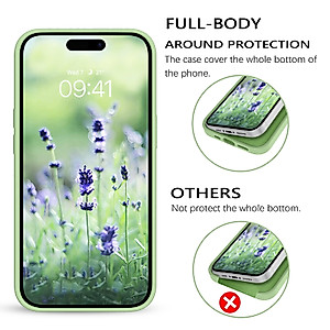 GUAGUA Compatible with iPhone 14 Pro Max Case 6.7 Inch Liquid Silicone Soft Gel Rubber Slim Microfiber Lining Cushion Texture Cover Shockproof Protective Case for iPhone 14 Pro Max, Matcha Green