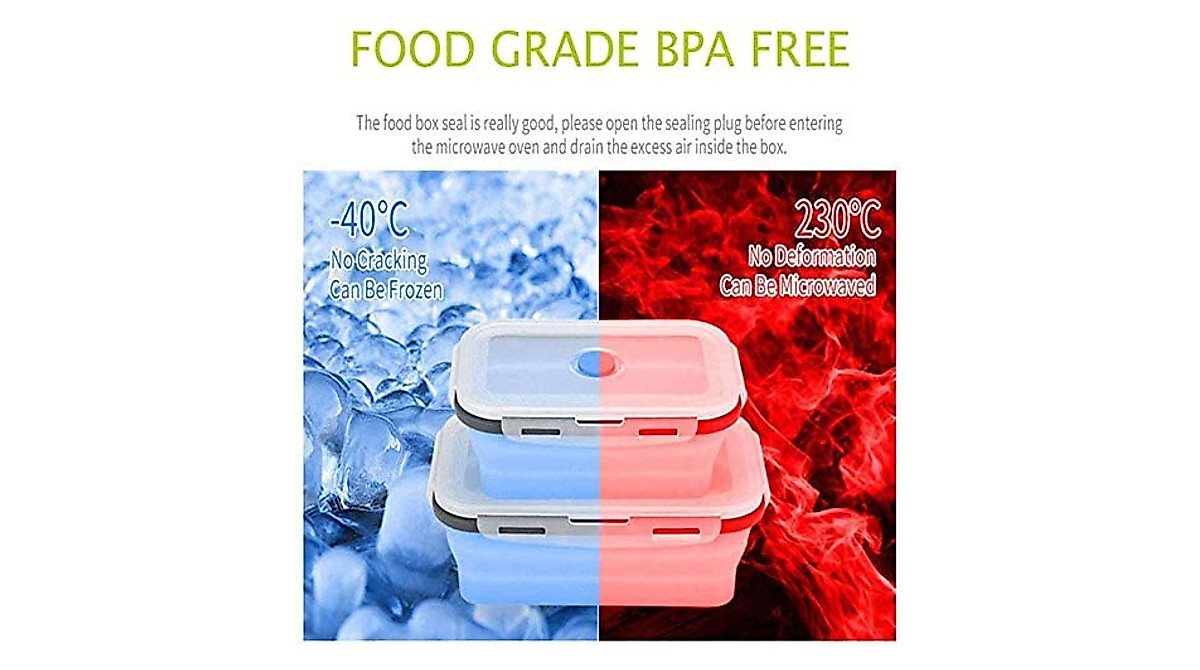 Set of 4 Collapsible Silicone Food Storage Containers – Space-Saving ...